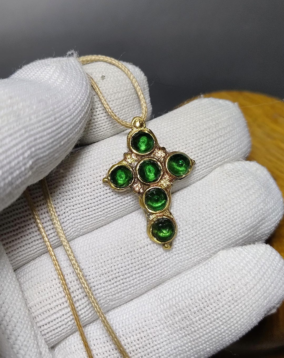 Ancient Medieval Cross With Green Glass, Original Medieval Jewelry ...