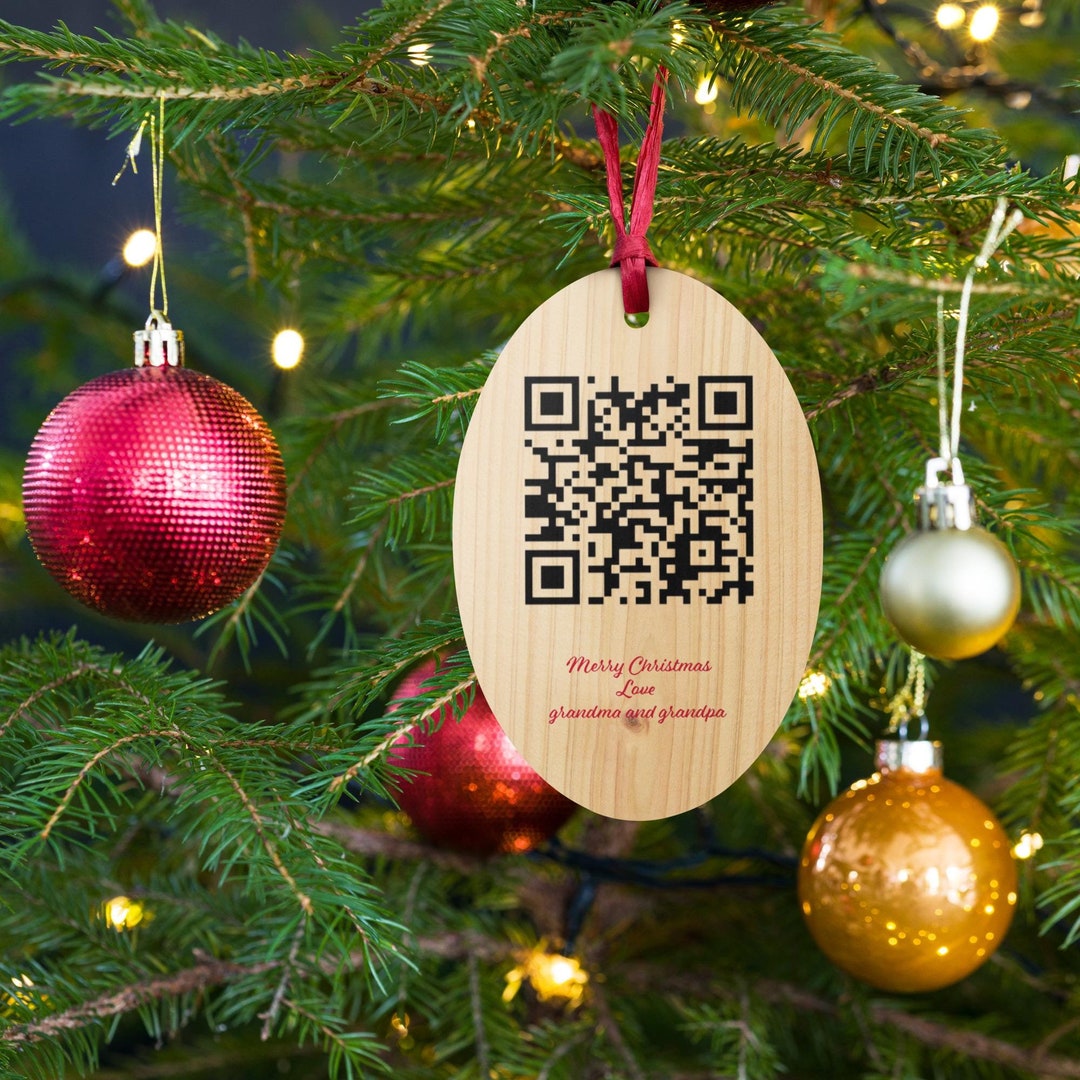 Personalized QR Code Wooden Ornament: Custom Holiday Gift With Digital ...