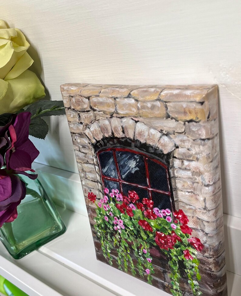 Original Acrylic Painting Window Box Flowers - Etsy
