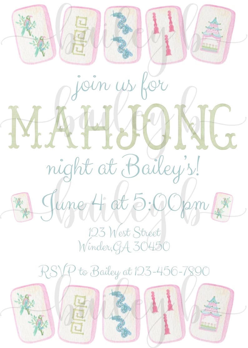 Mahjong Invitation | Girls Night Invitation | Custom Mahjong Invitation ...