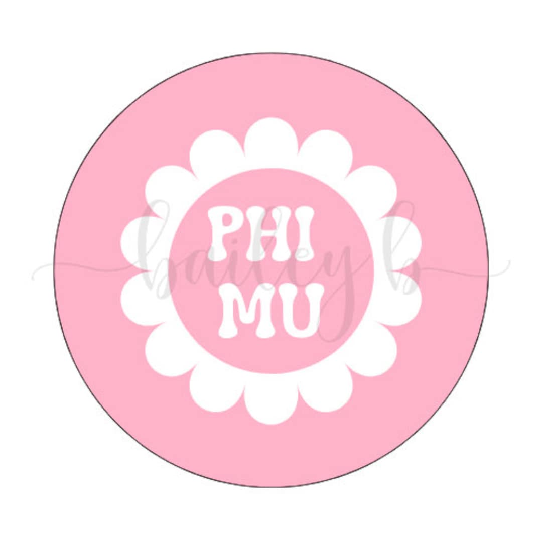 Phi Mu Flower Button | Phi Mu Button - Etsy
