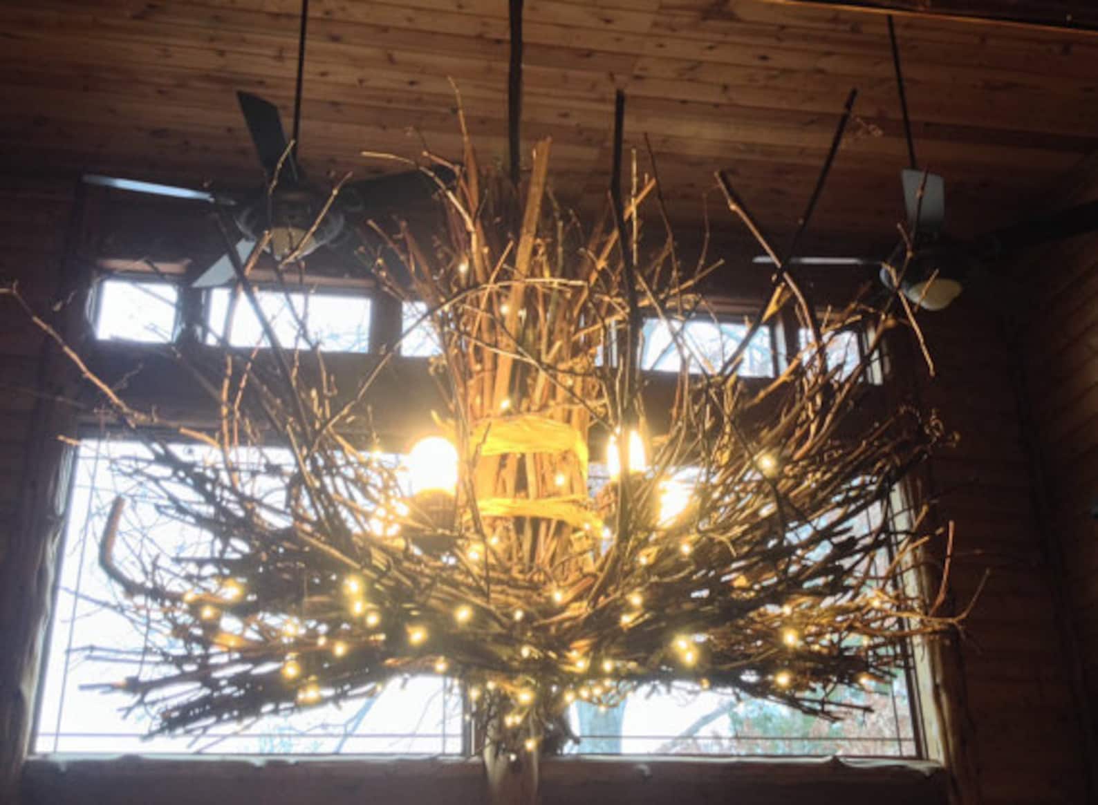 Rustic Grapevine Branch Chandelier – Appalachian Outdoor Light With ...