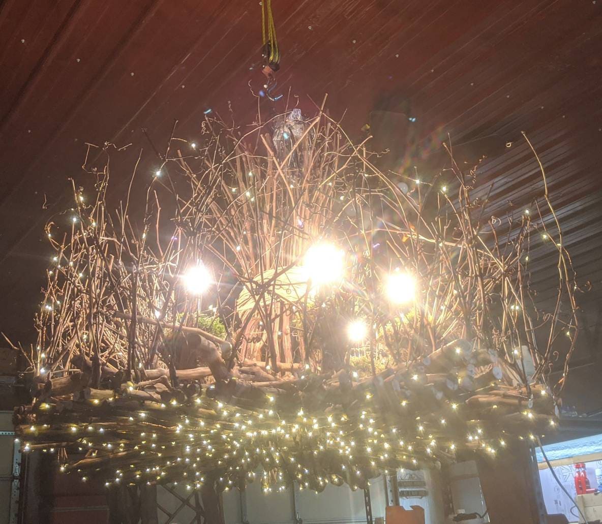 Rustic Grapevine Branch Chandelier – Twig Light With Leds - Etsy