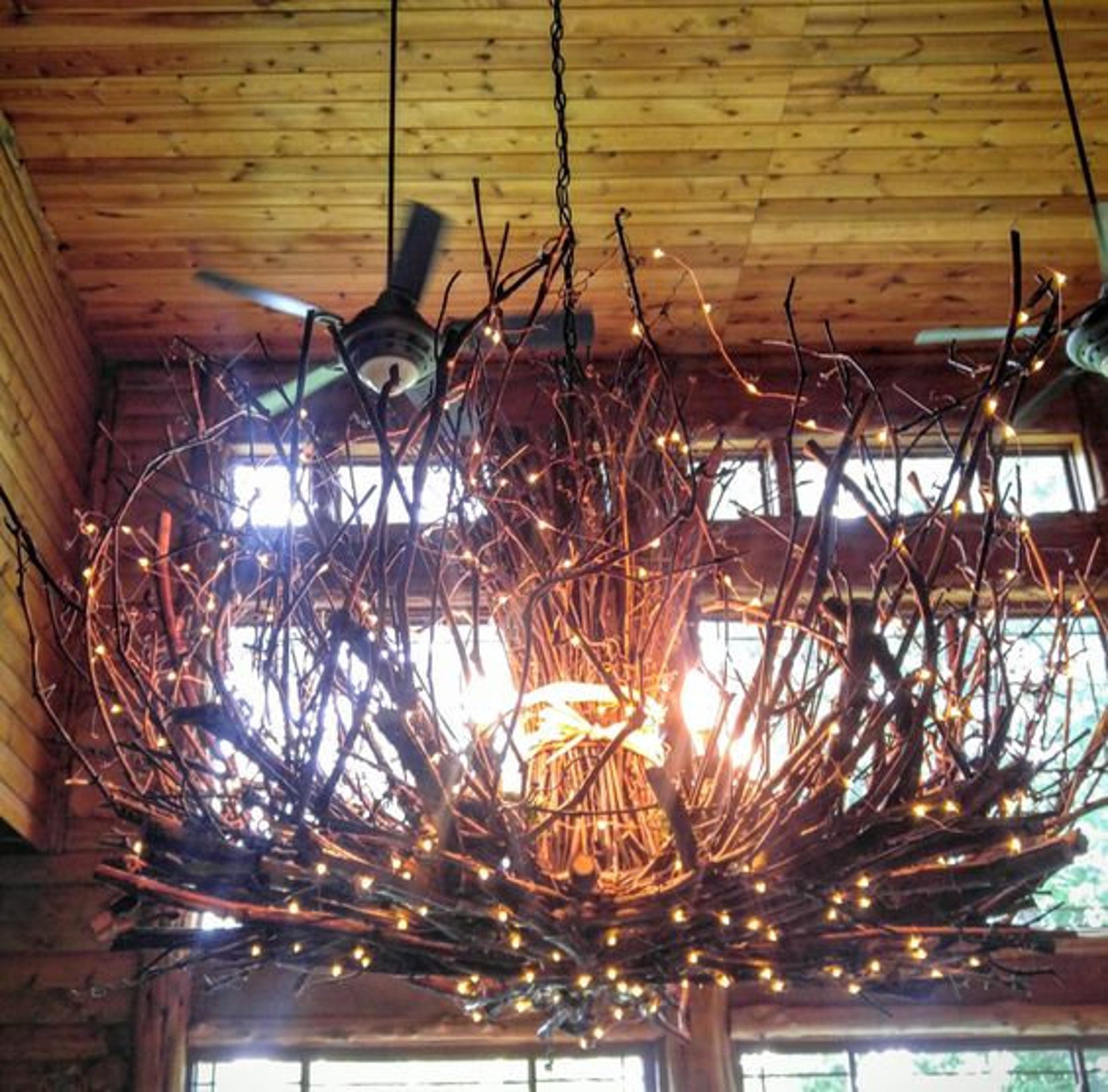 Rustic Grapevine Branch Chandelier – Appalachian Outdoor Light With ...
