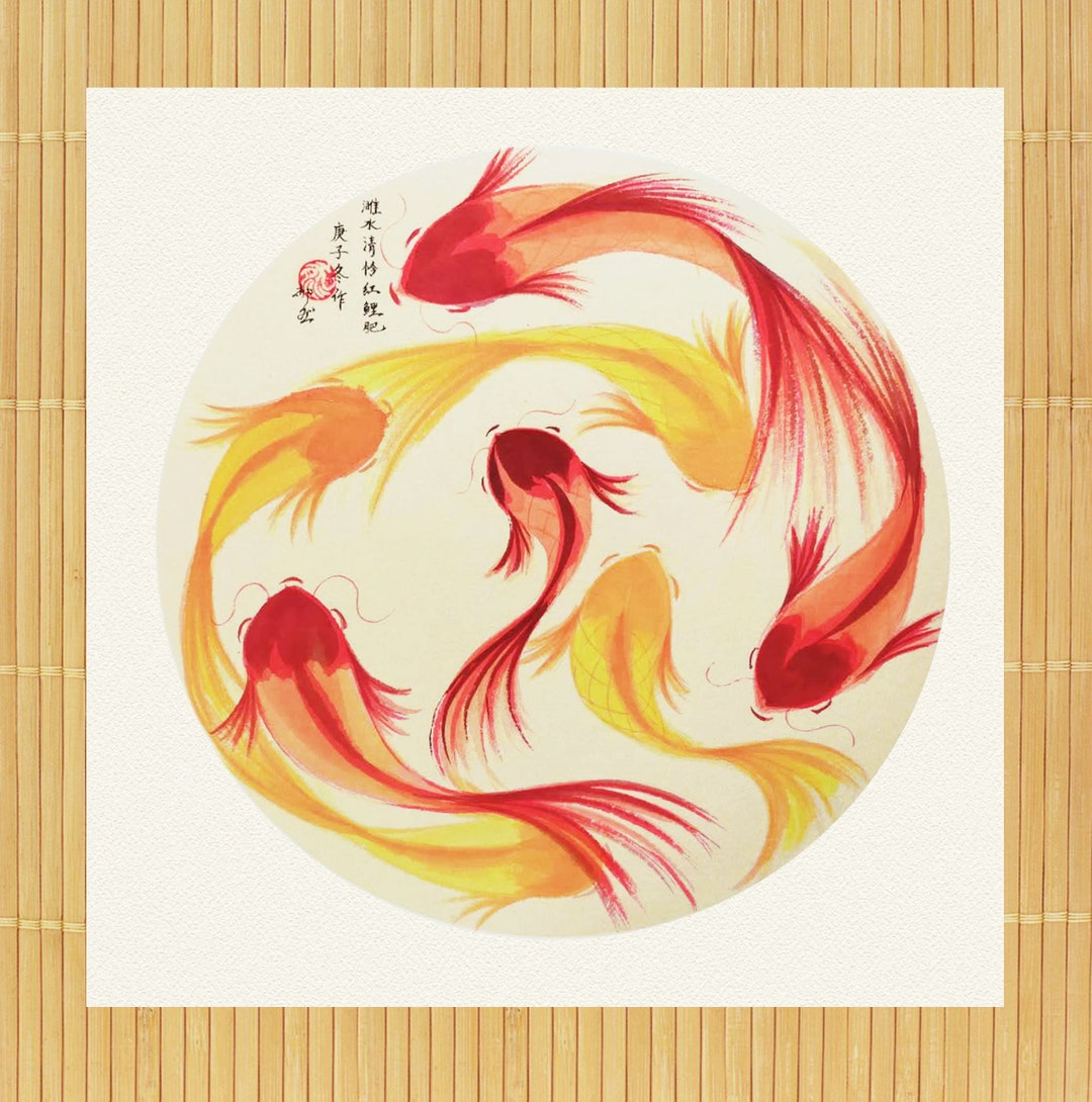 RAN ART - KOI Fish Shoal - Original Sumi-e Chinese Painting - Etsy
