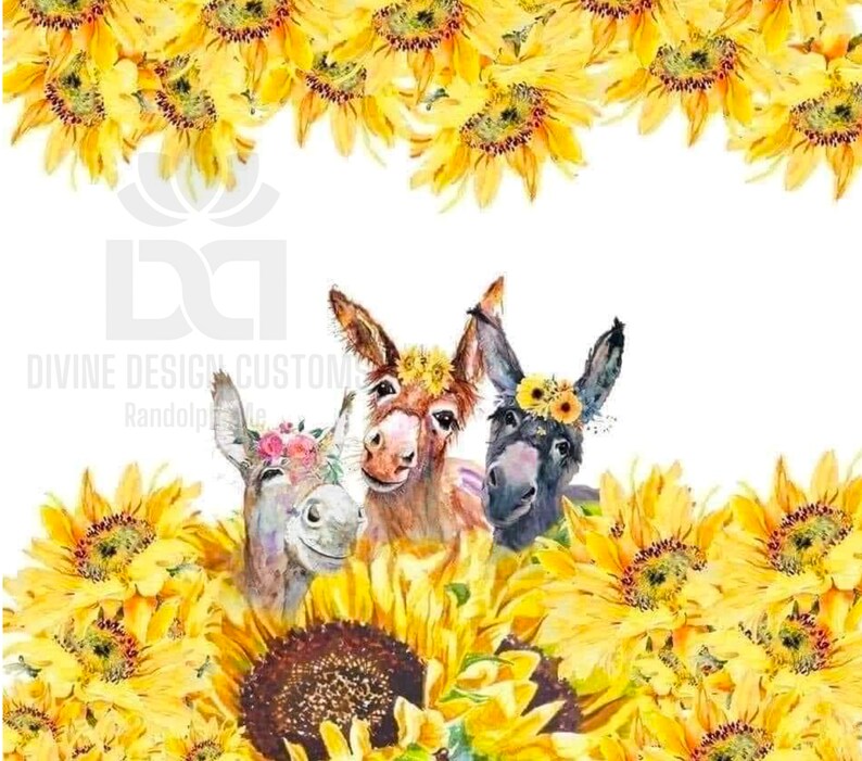 Boho Sunflower Donkey Sublimation Tumbler Wrap Instant - Etsy