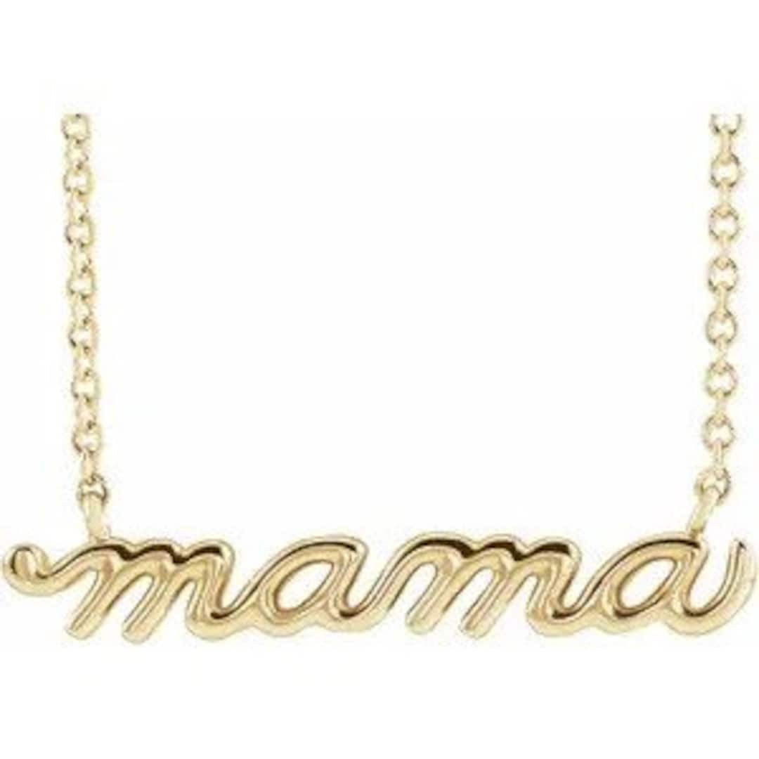 14k Gold Mama Necklace / Solid Gold Mama Necklace / Handmade Mother ...