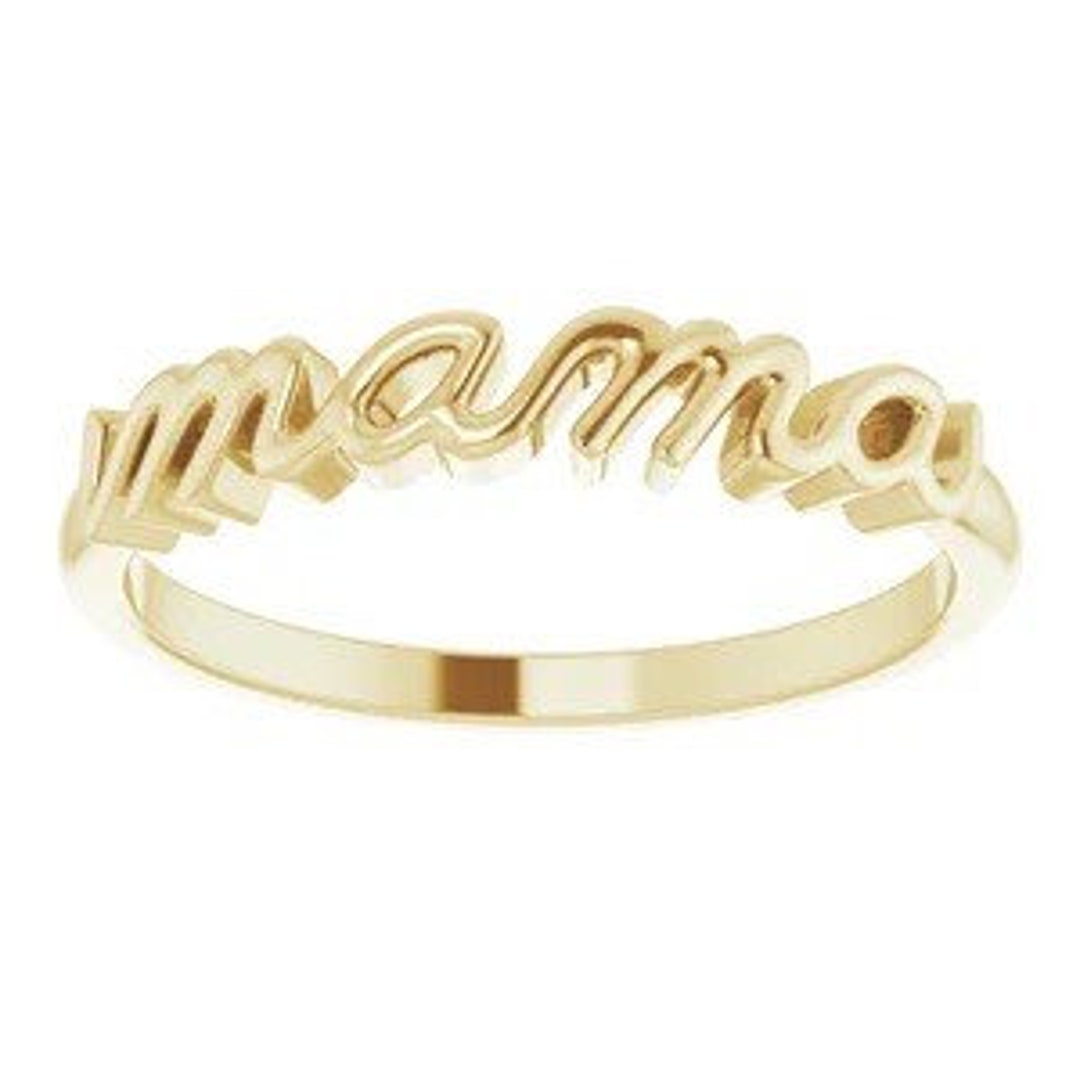 14k Gold Mama Ring / Solid Gold Mama Ring / Handmade Mother Ring / Best ...