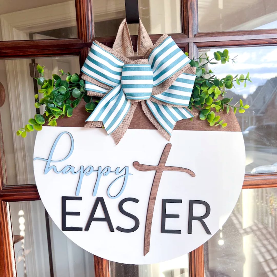 Happy Easter Door Hanger, Easter Front Door Home Decor, Spring Door ...