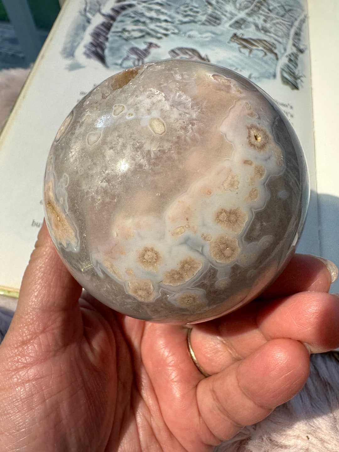 Blue Flower Agate Sphere With Druzy Pockets - Druzy Agate Sphere ...