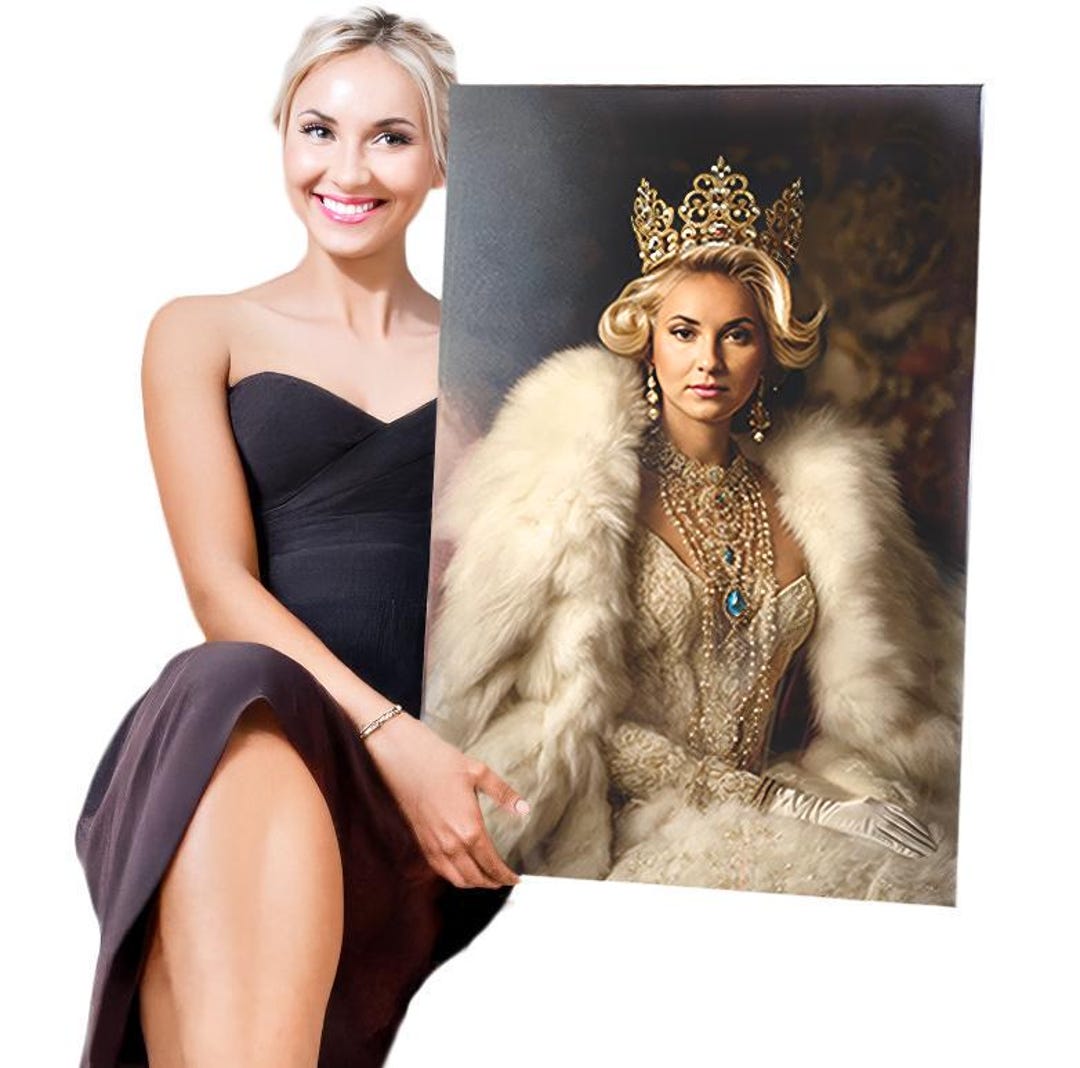 Custom Renaissance Queen Portrait: Vintage Royal Art (digital or Canvas ...