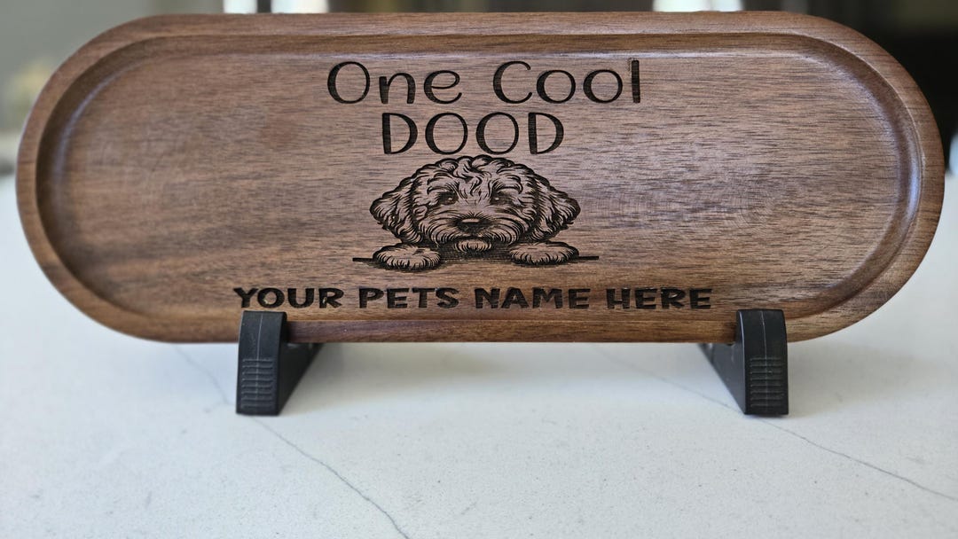 Golden Doodle Acacia Wood Custom Engraved Vallet Tray One Cool Dood! - Etsy