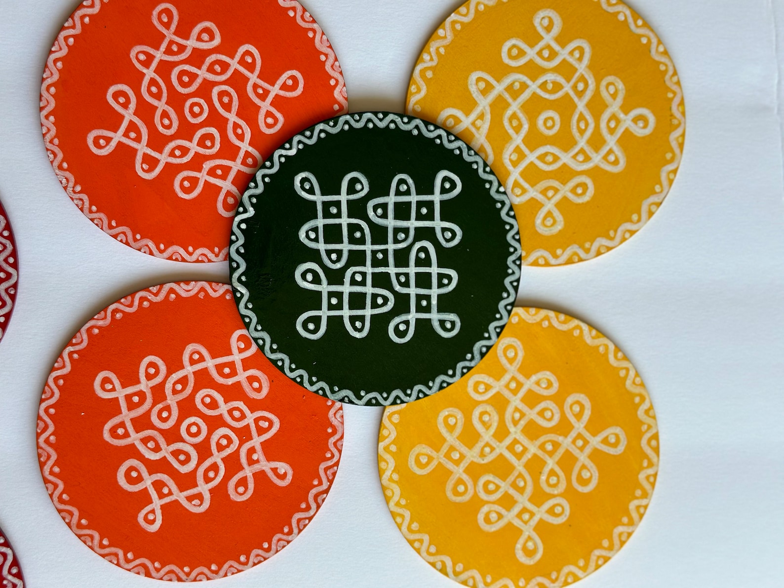 Kolam Coasters 44 Inch Indian Floor Art Hand Painted Bulk - Etsy