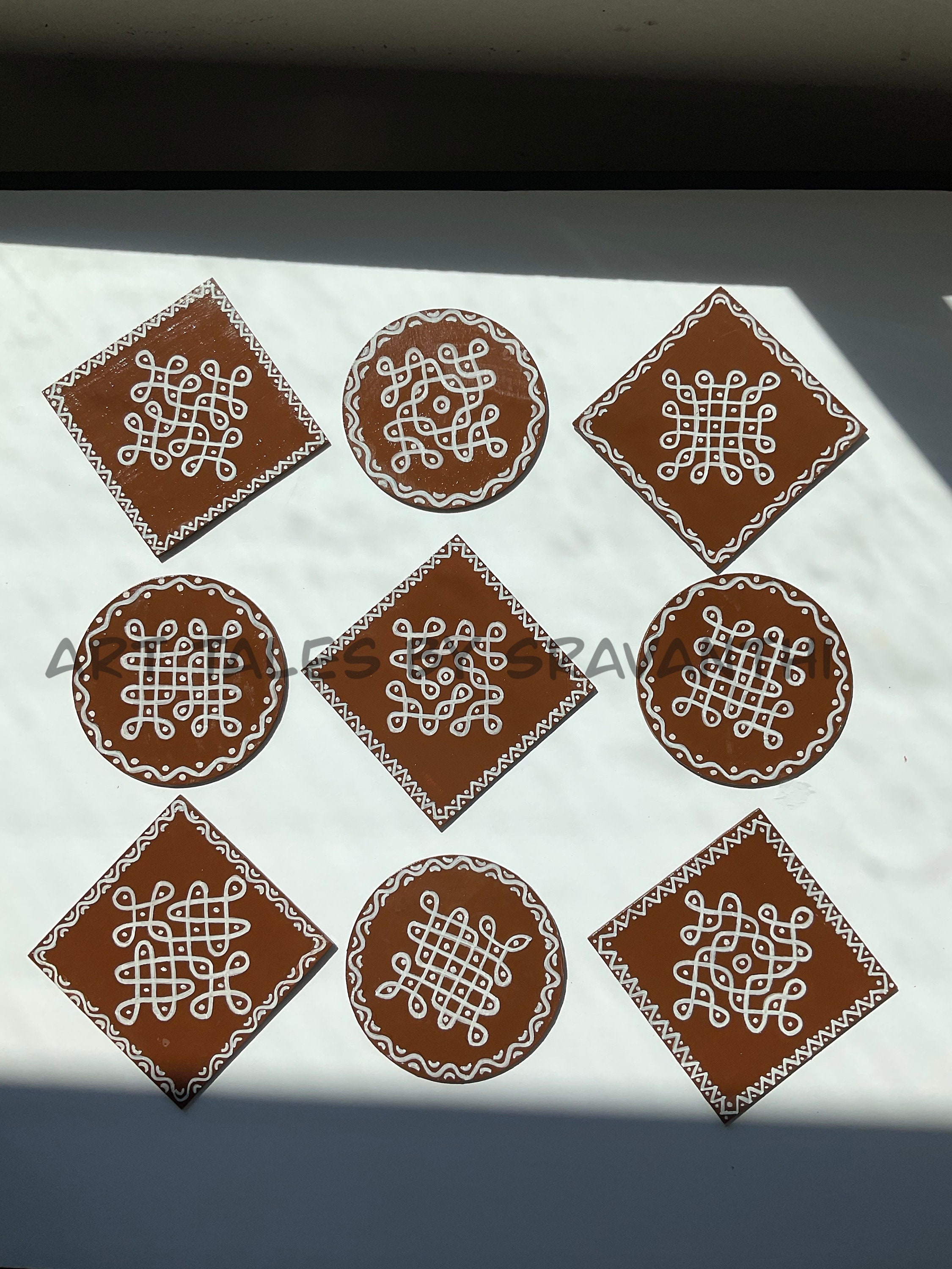 Kolam Coasters 44 Inch Indian Floor Art Hand Painted Bulk - Etsy