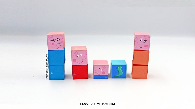 Pig Peppa Stackable Wooden Blocks - Etsy