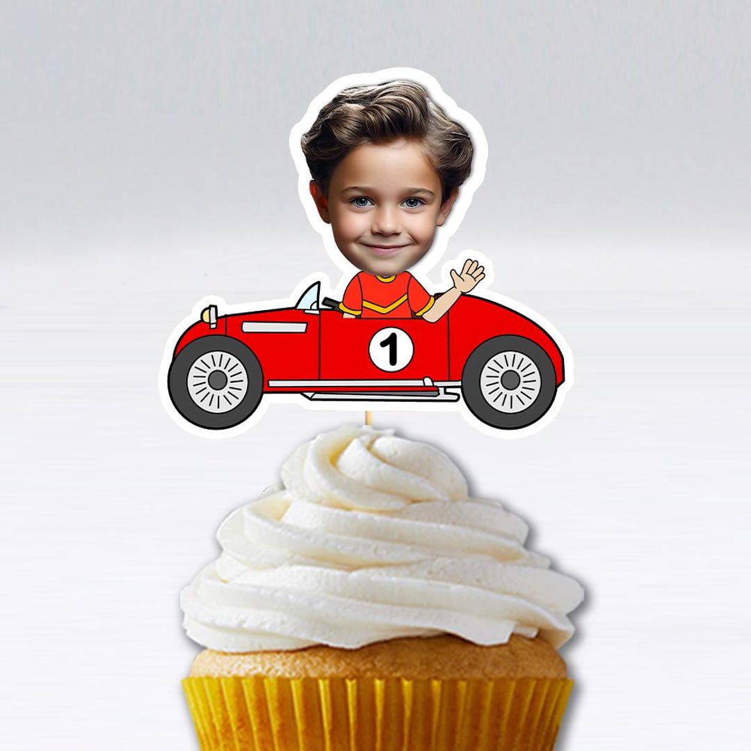 Car Racer Face Cupcake Topper - Cake Topper for Birthday Party ...