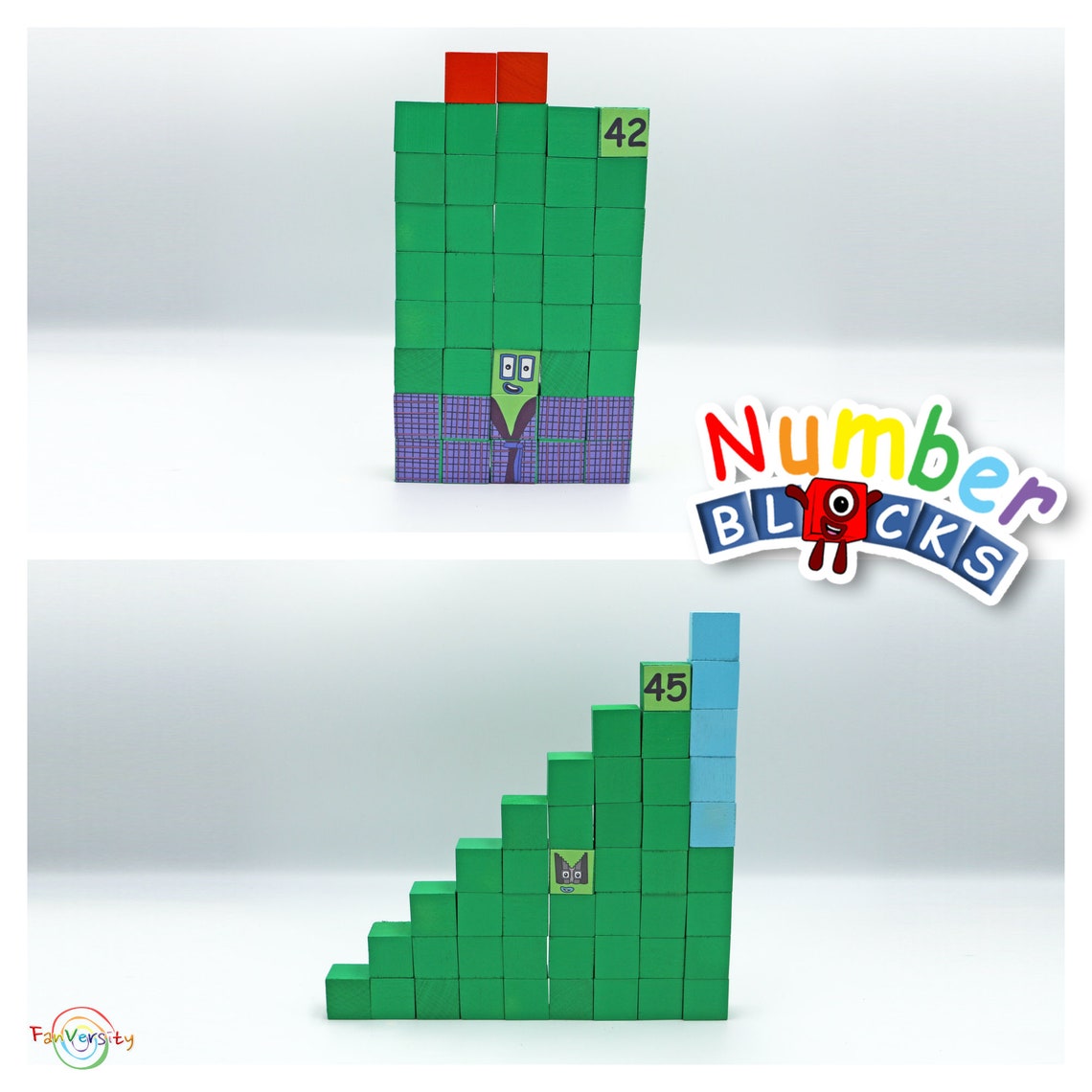 Numberblocks 42 45 Stackable Wooden Blocks | Etsy