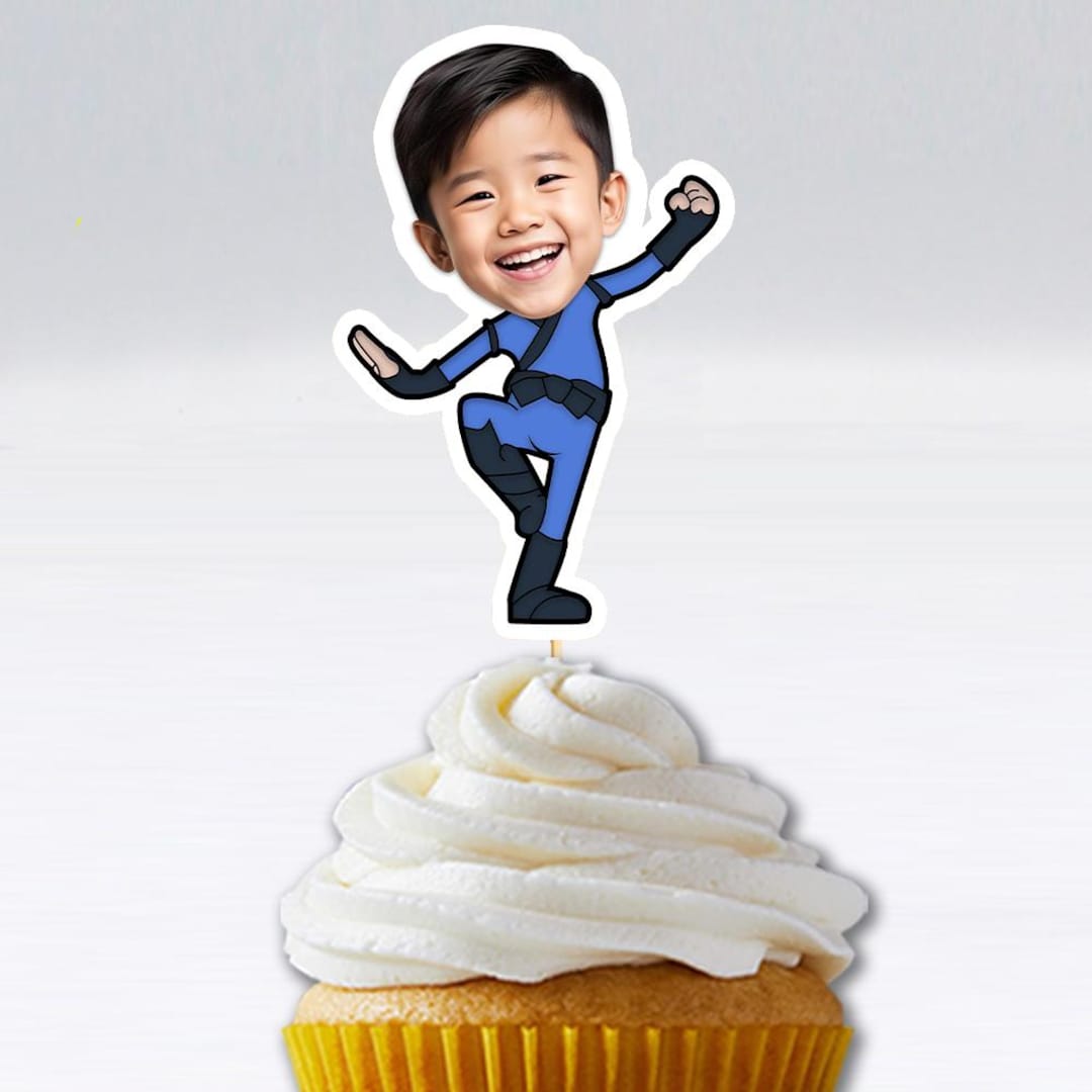 Blue Ninja Face Cupcake Topper - Cake Topper for Birthday Party ...