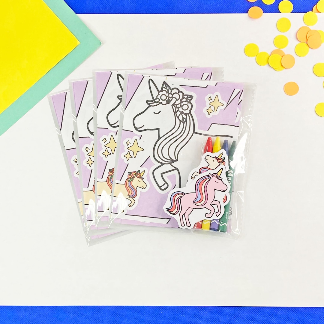 Unicorn Coloring Activity Set With Stickers - Magical Party Favor for ...