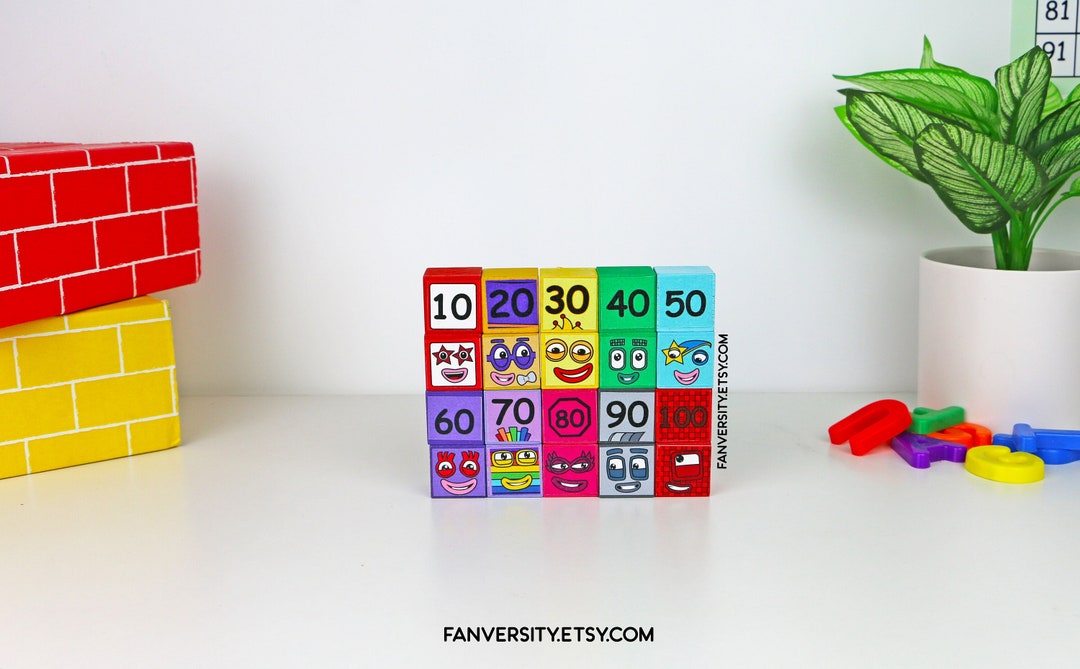 Number 10 100 Blocks Face Blocks Numbers Stackable Wooden Blocks ...