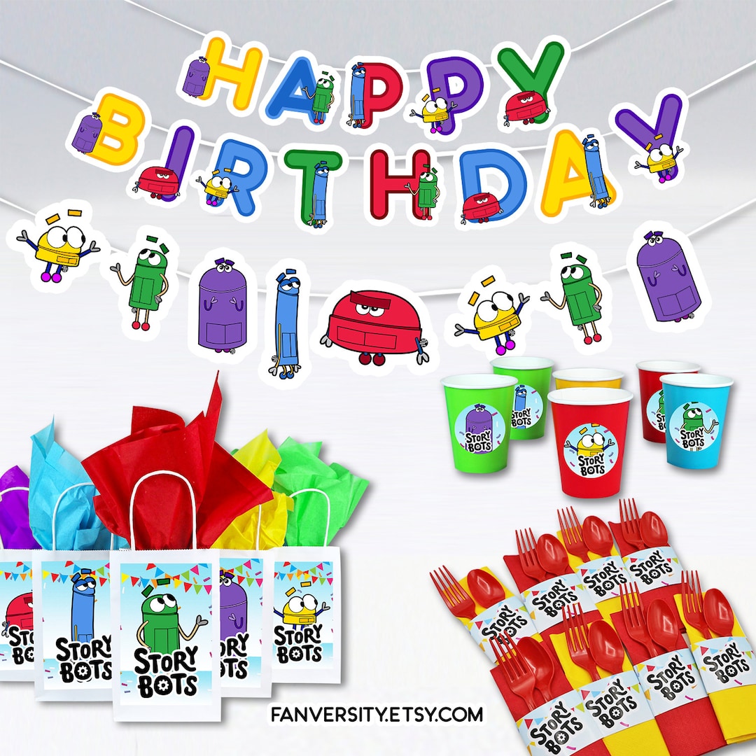 Bots Birthday Party Supplies: Banner, Bags, Cups, Napkins - Etsy
