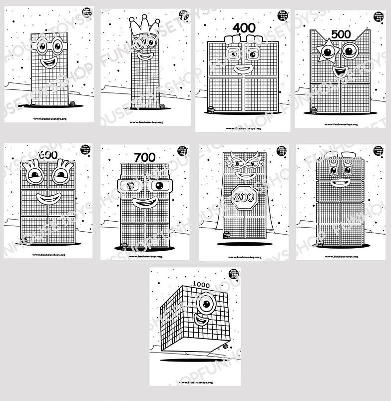 Libro para colorear Numberblocks del 200 al 1000: aprendizaje para ...