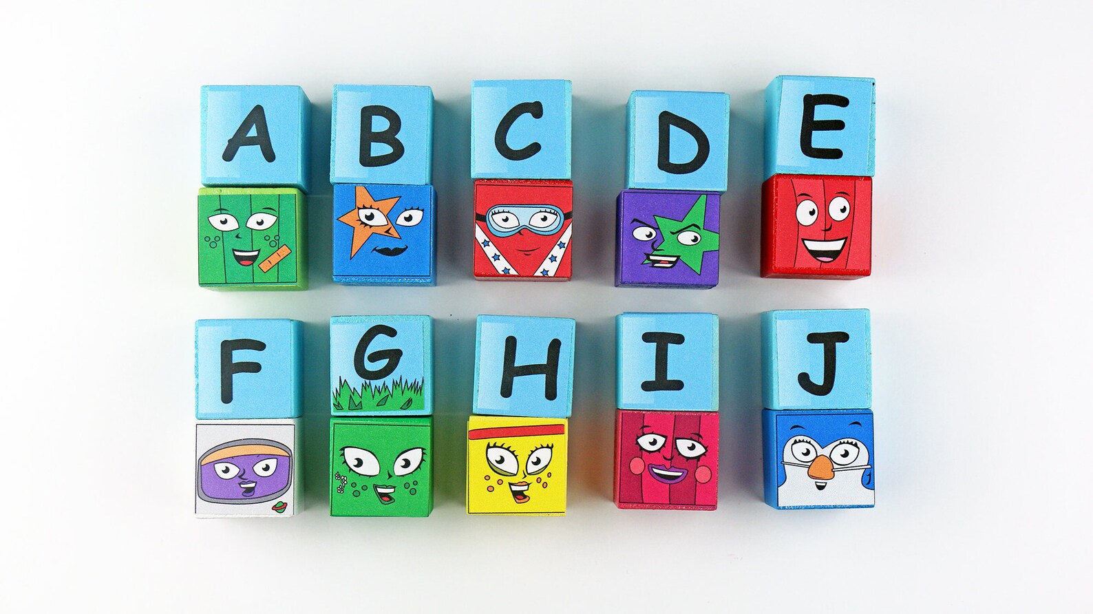 Alphablocks A J Stackable Wooden Blocks FREE Coloring | Etsy