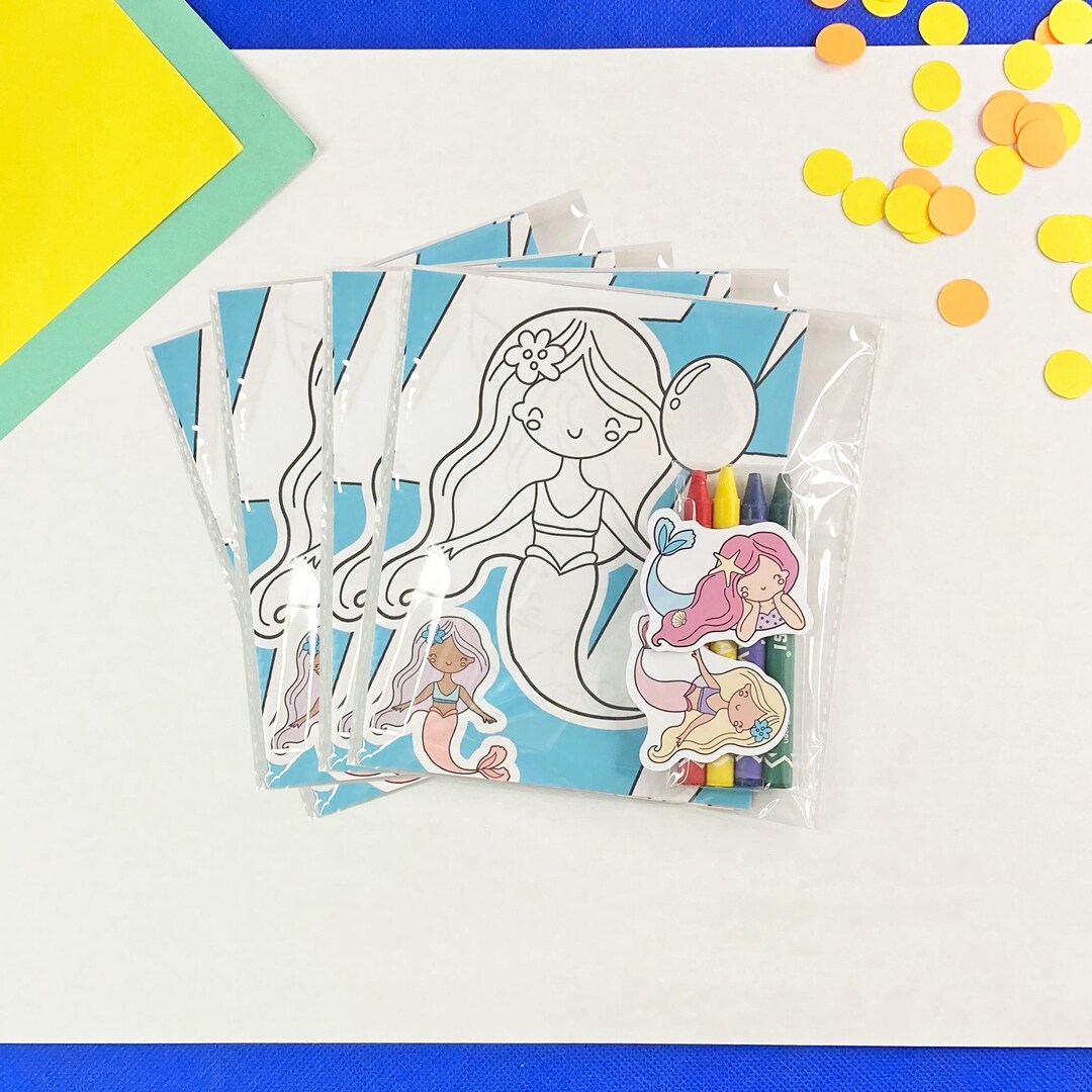 Mermaid Coloring Activity Set With Stickers - Magical Underwater Party ...