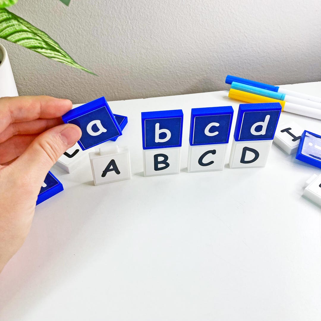 Alphabet Blocks Lowercase Capital Letter Stackable Click in Blocks ...