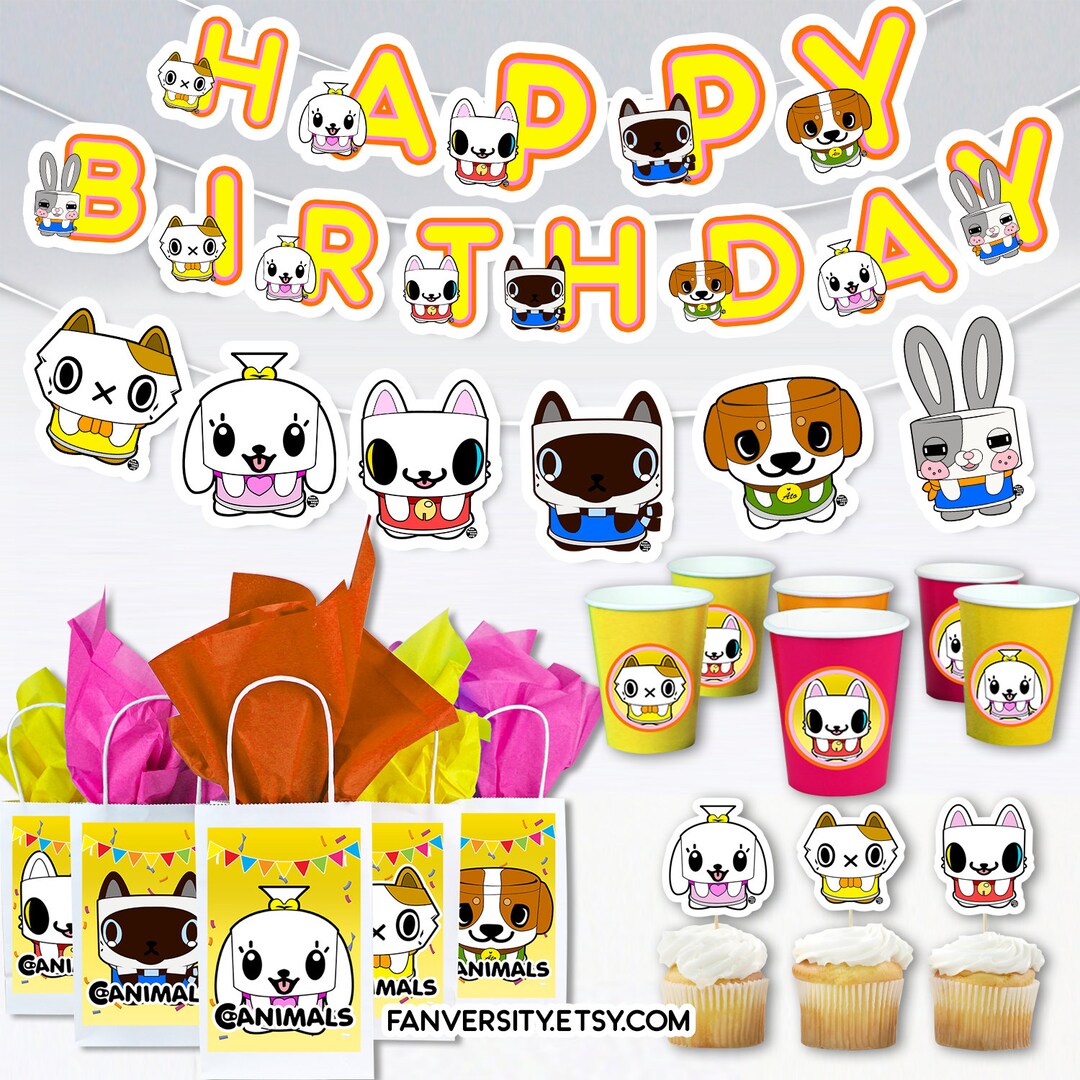 C Animals Party Supply - Canimals Birthday Party Banner, Birthday Bags ...