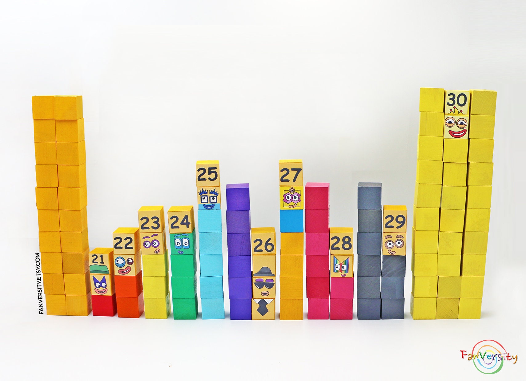 Numberblocks 21 30 Stackable Wooden Blocks Spillproof - Etsy Denmark