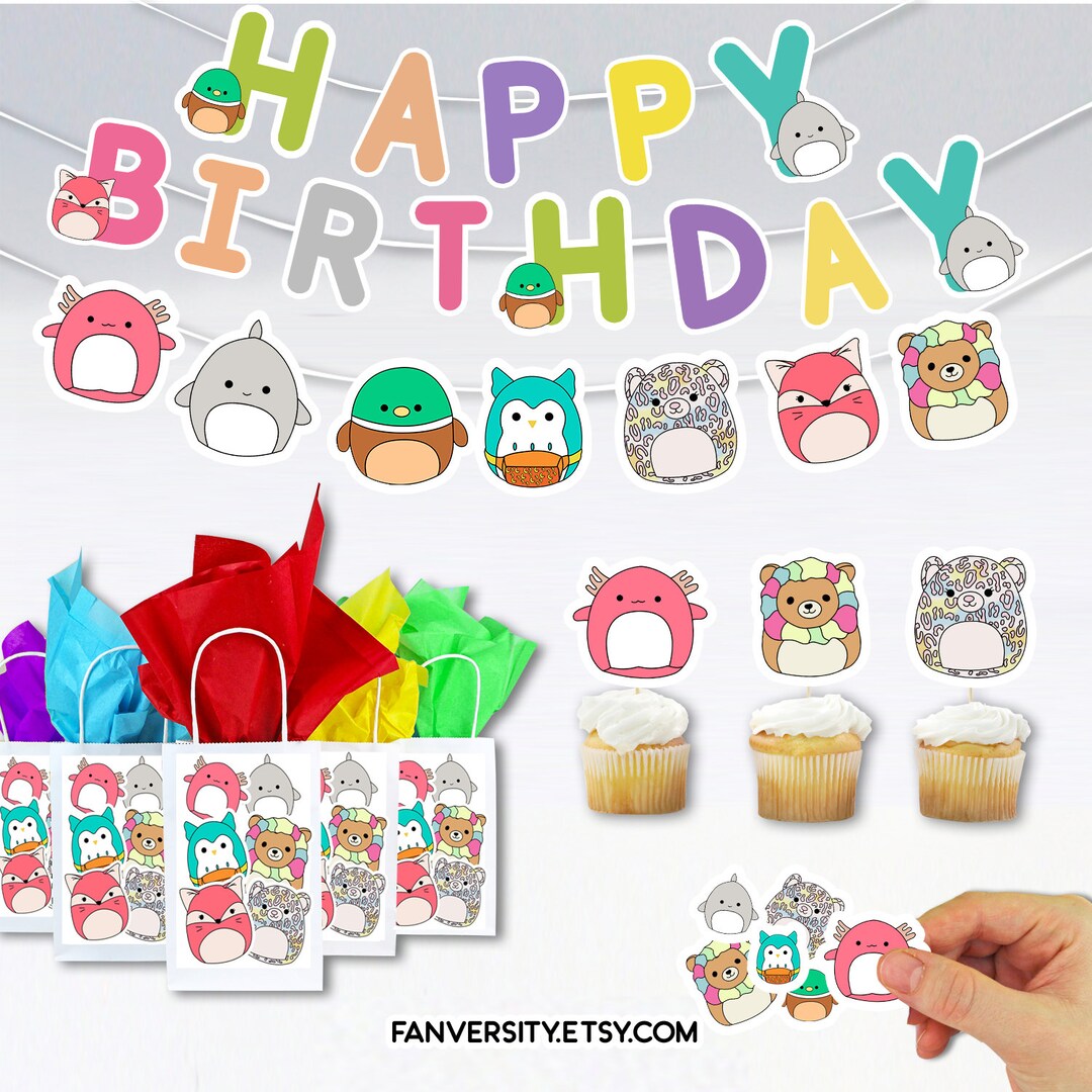 Squish Party Supply - Squishmallow Birthday Party Banner, Birthday Bags ...