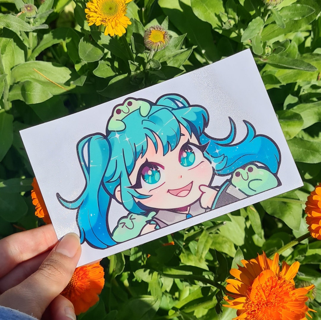 Frog Miku Car Peeker Sticker - Etsy