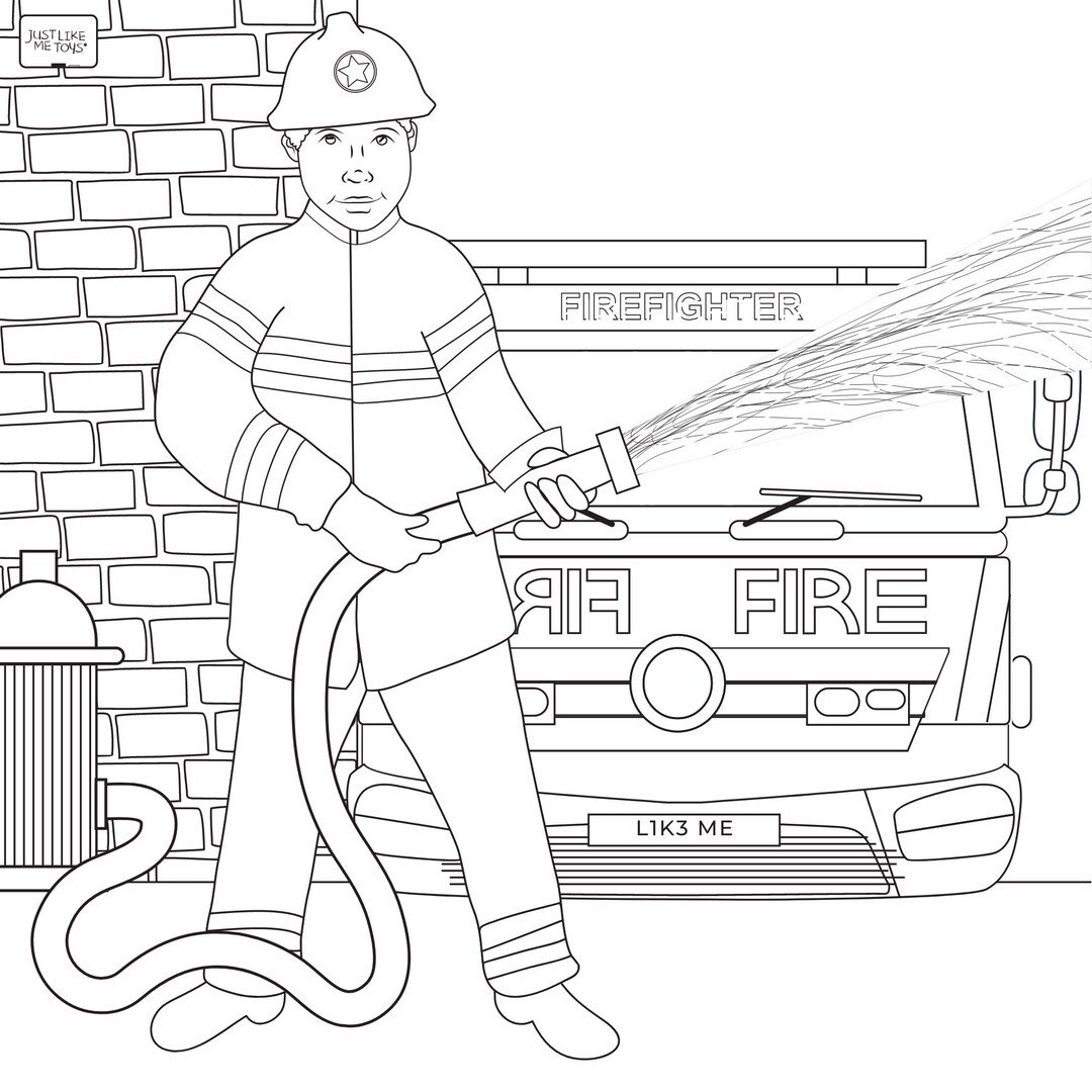 Fireman Colouring in Sheet - Etsy