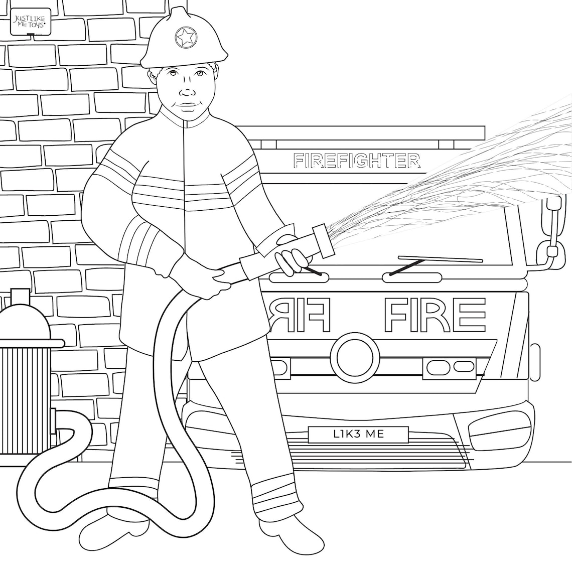 Fireman Colouring in Sheet - Etsy