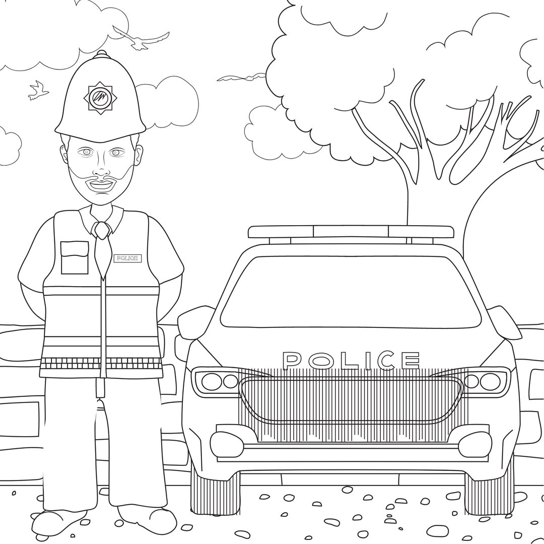 Policeman Colouring in Sheet - Etsy