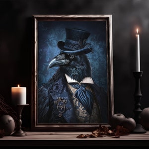 Gothic Victorian Crow Portrait Fine Art Print, Vintage Style Oil ...