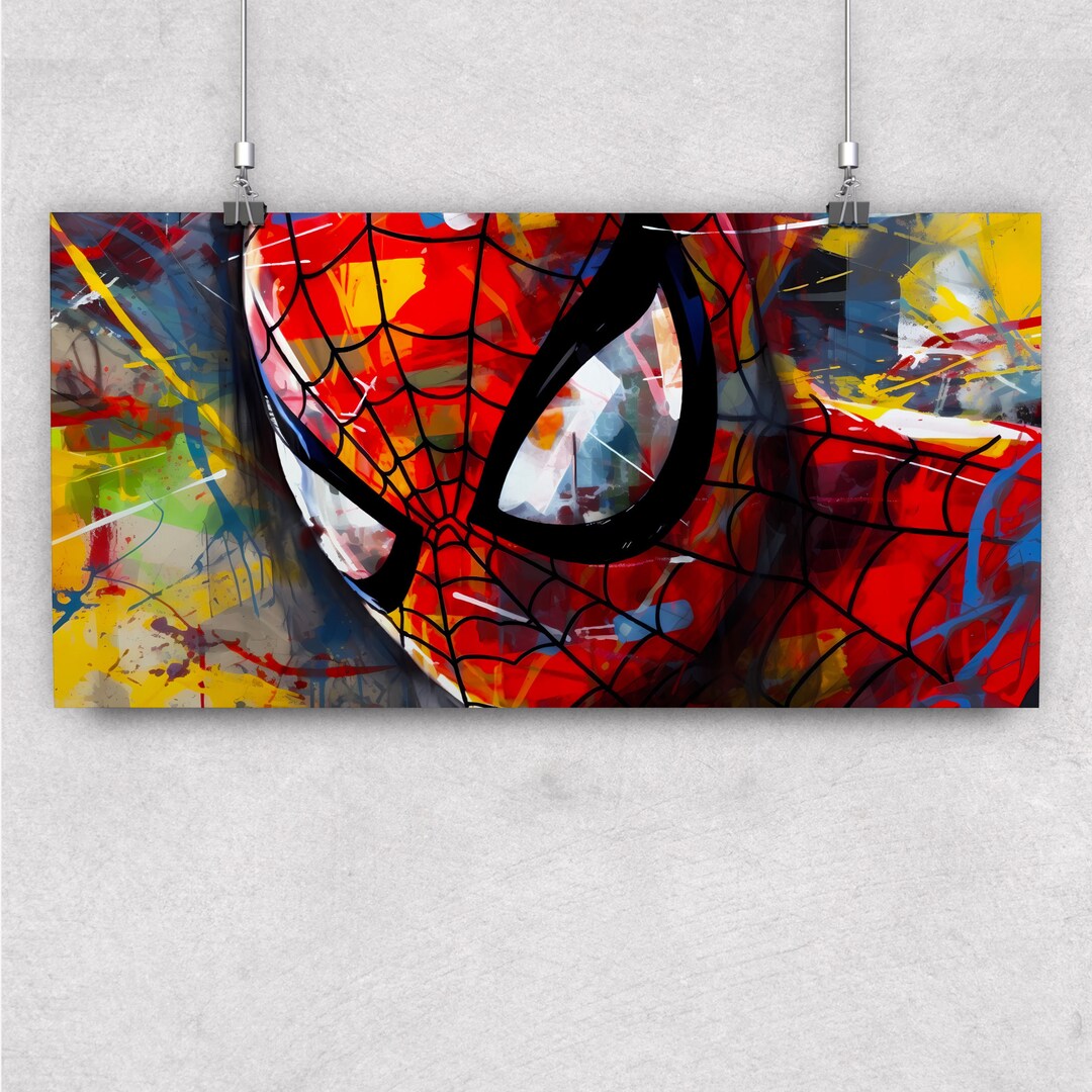 Spider Man Wall Art, Abstract Painting Print, Marvel Superhero Décor ...