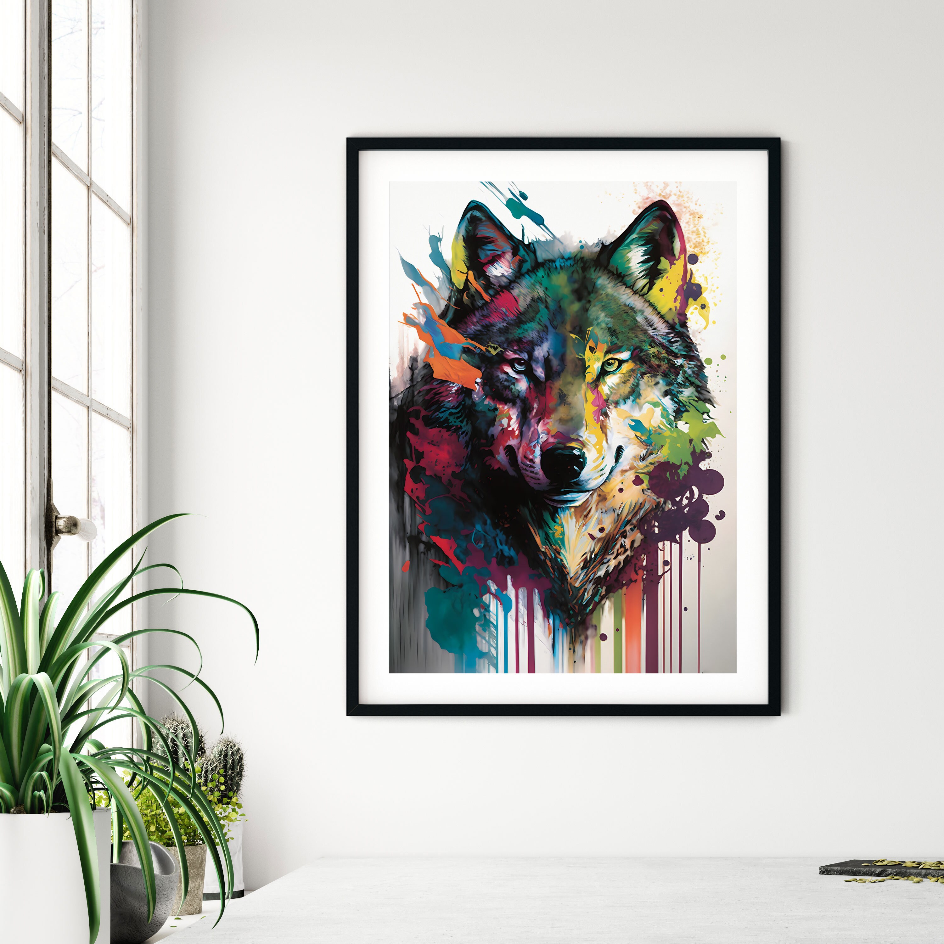 Colorful Abstract Wolf Paintings