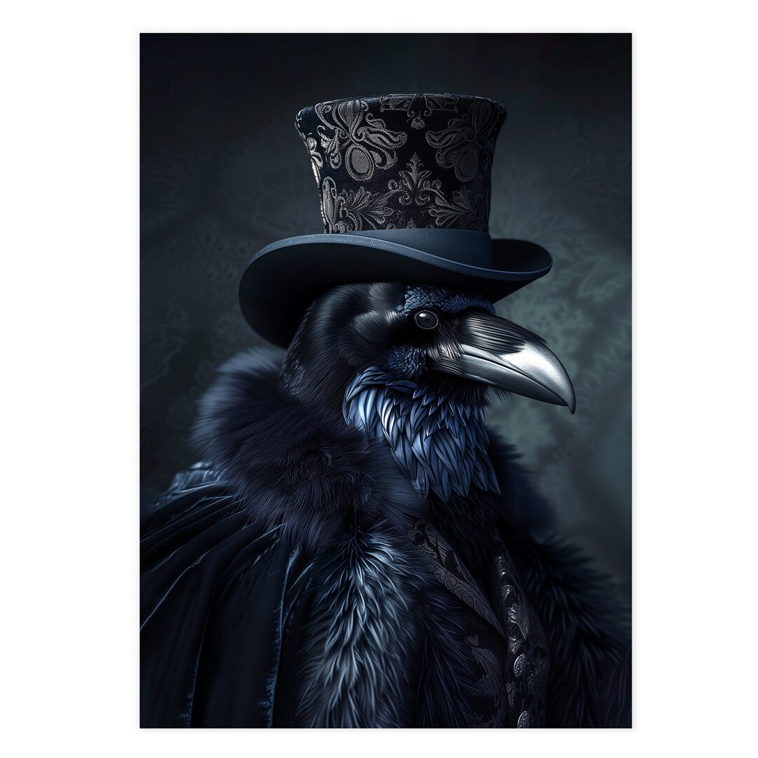 Gothic Raven Victorian Art Print Dark Academia Crow Decor, Vintage ...