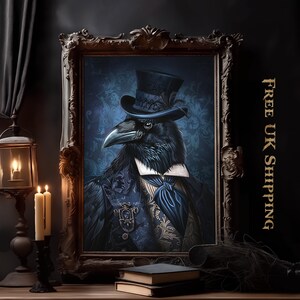 Gothic Victorian Crow Portrait Fine Art Print, Vintage Style Oil ...