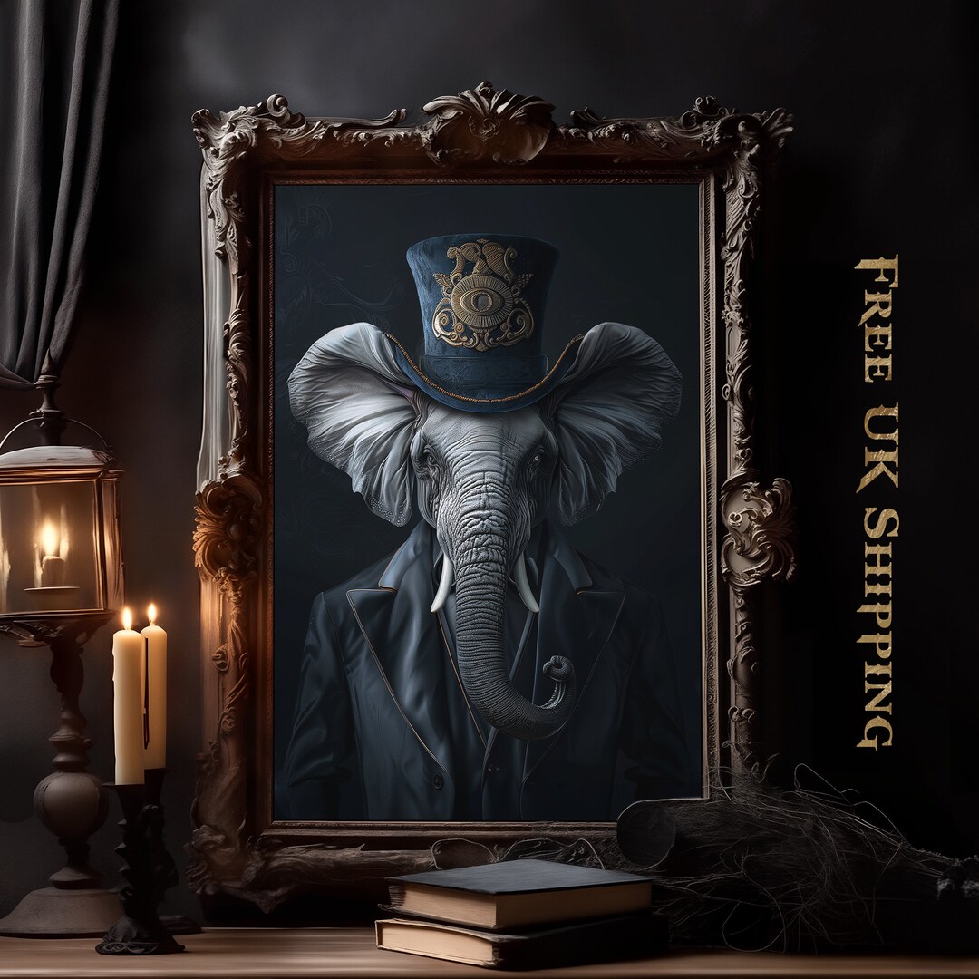 Gothic Elephant in Victorian Dress Dark Academia, Art Poster Print ...
