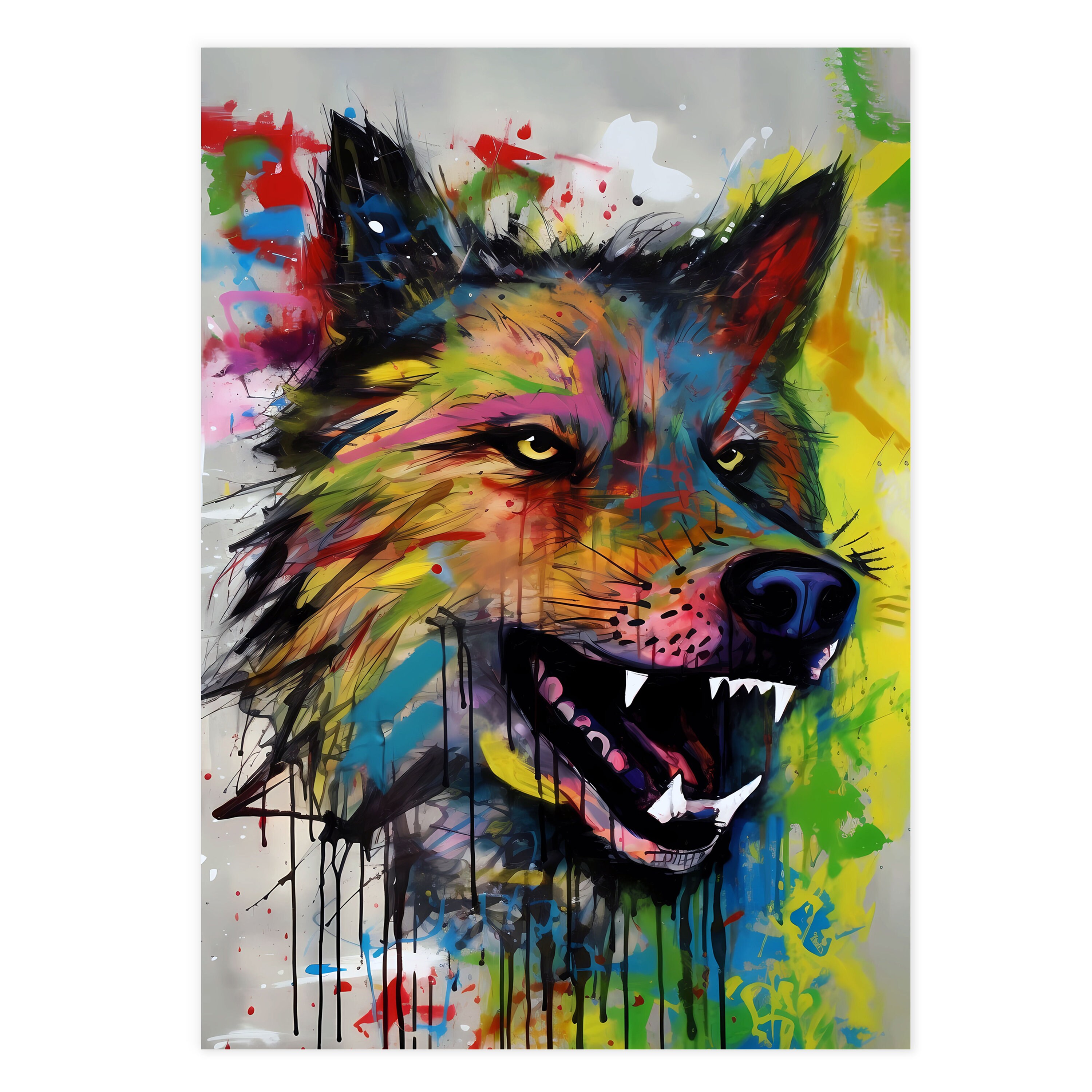 Colorful Abstract Wolf Paintings