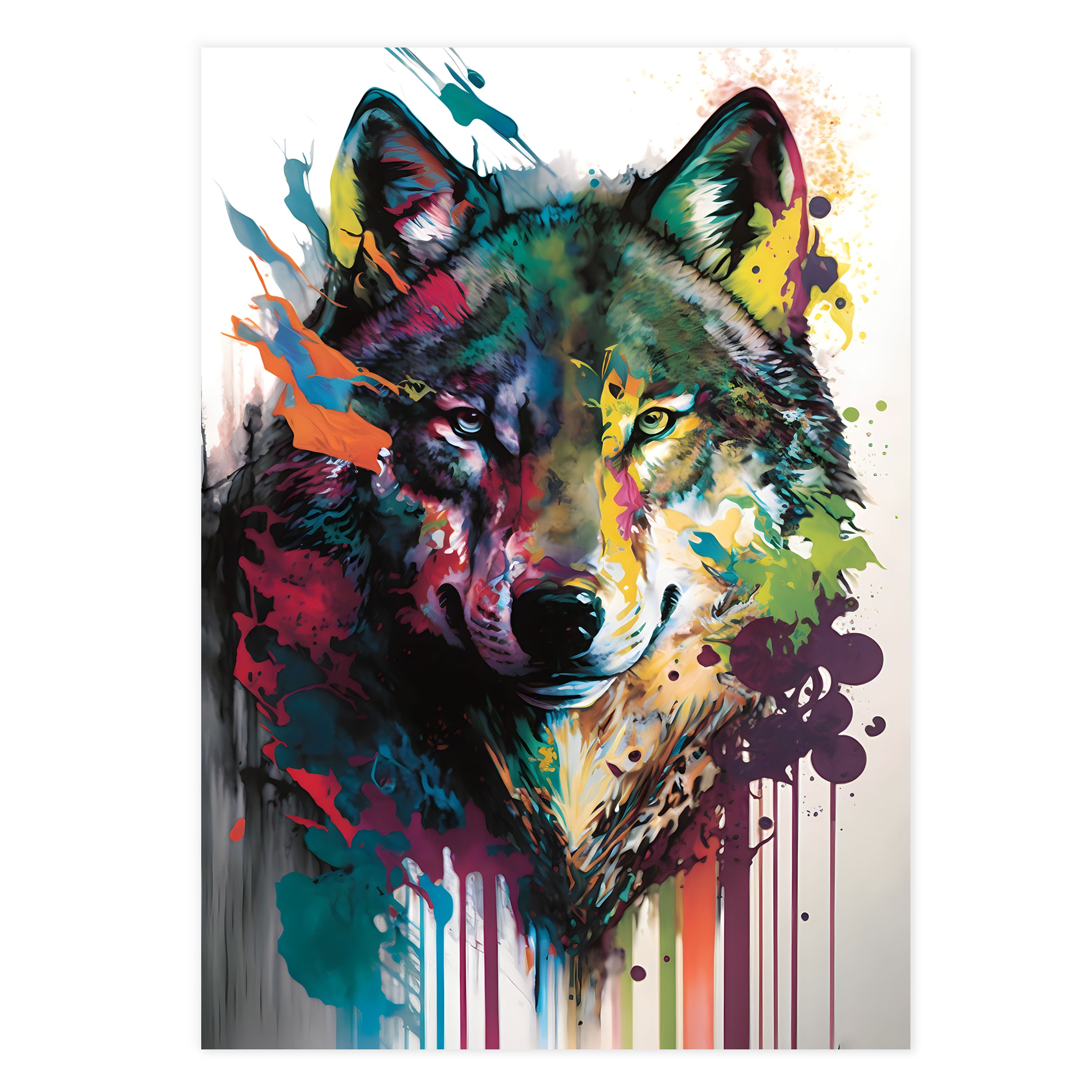 Colorful Watercolor Wolf