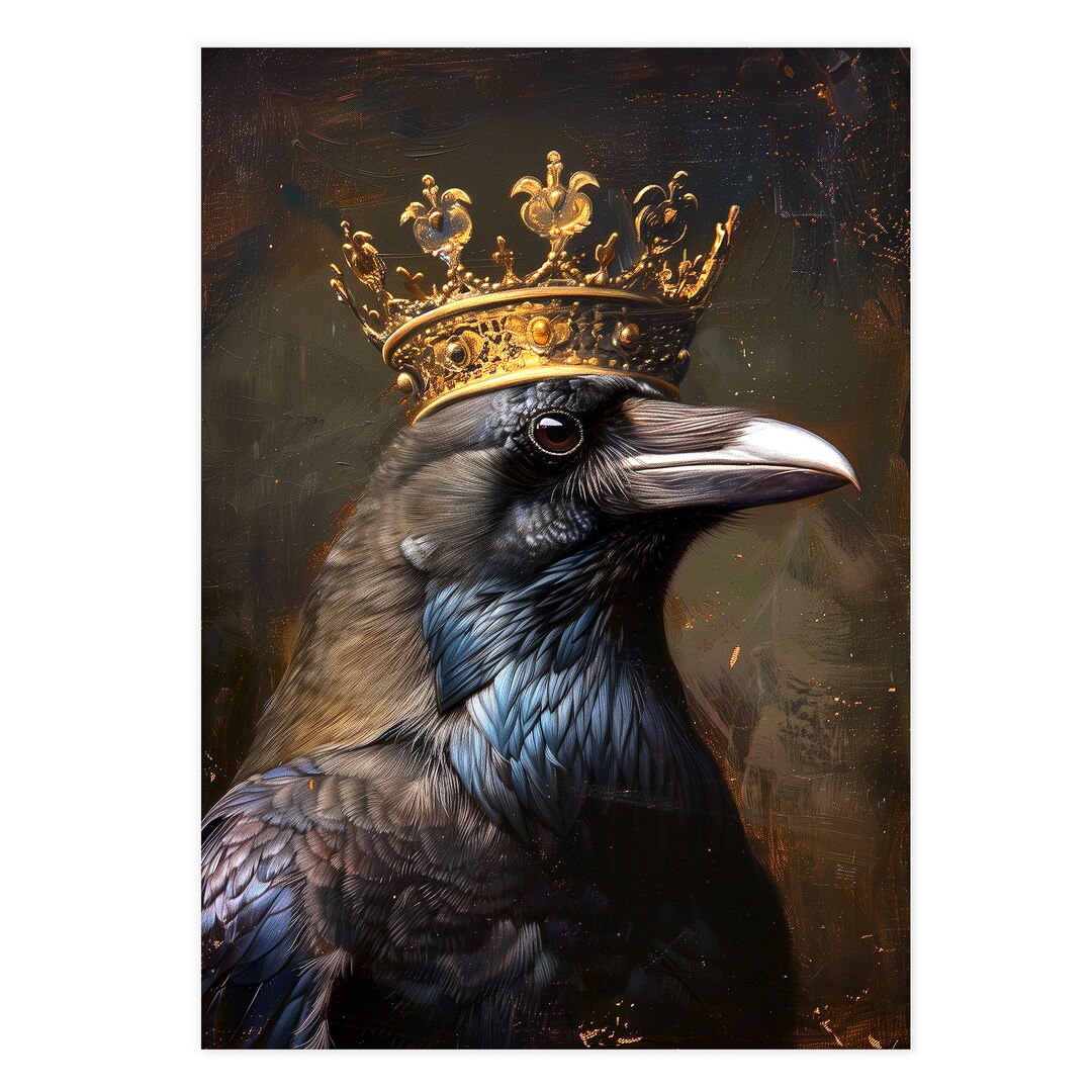 Gothic Raven King Crown Painting Art Poster Print, Black Bird Crow ...