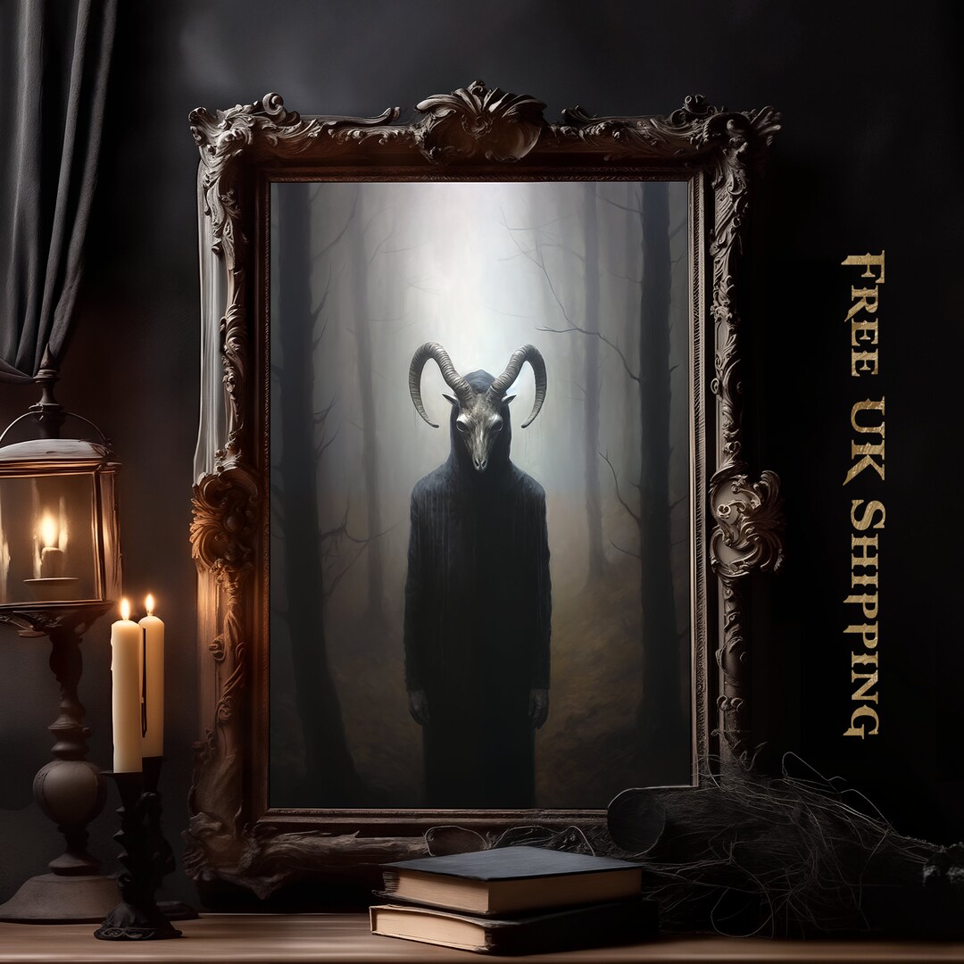 Ram Skull Cult Vintage Oil Painting, Art Print, Dark Academia, Gothic ...