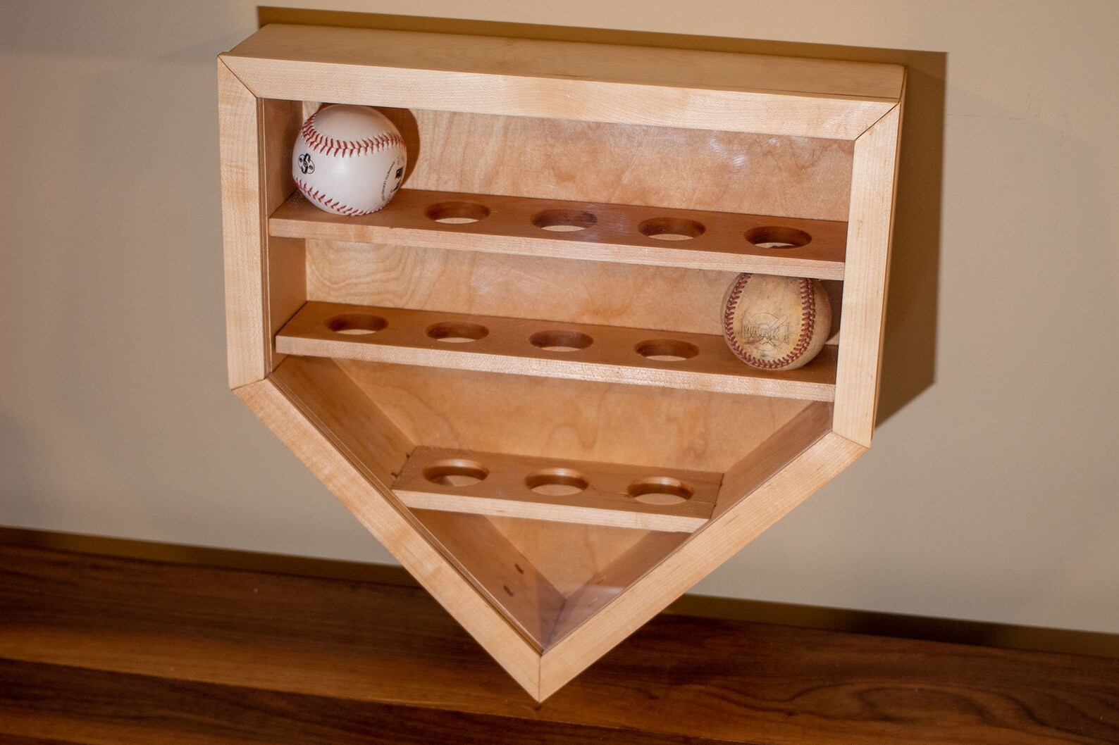 Home Plate Baseball Display Shadow Box Case With UV Protective Window ...