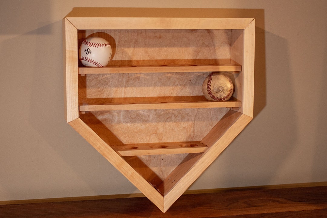 Home Plate Baseball Display Shadow Box Case With UV Protective Window ...