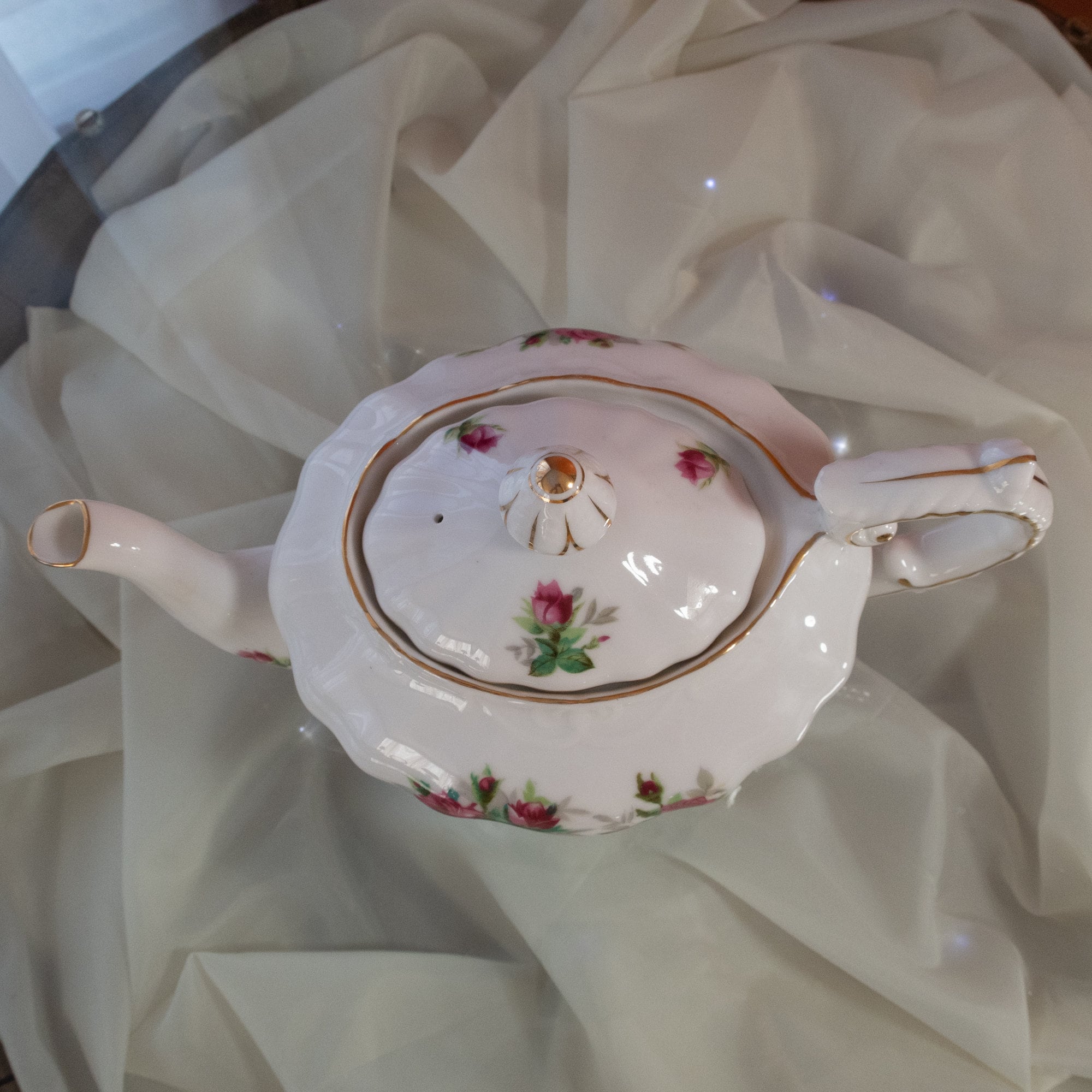 Antique Rose Pattern Teapot Mid-century Rossetti China of Chicago, USA ...
