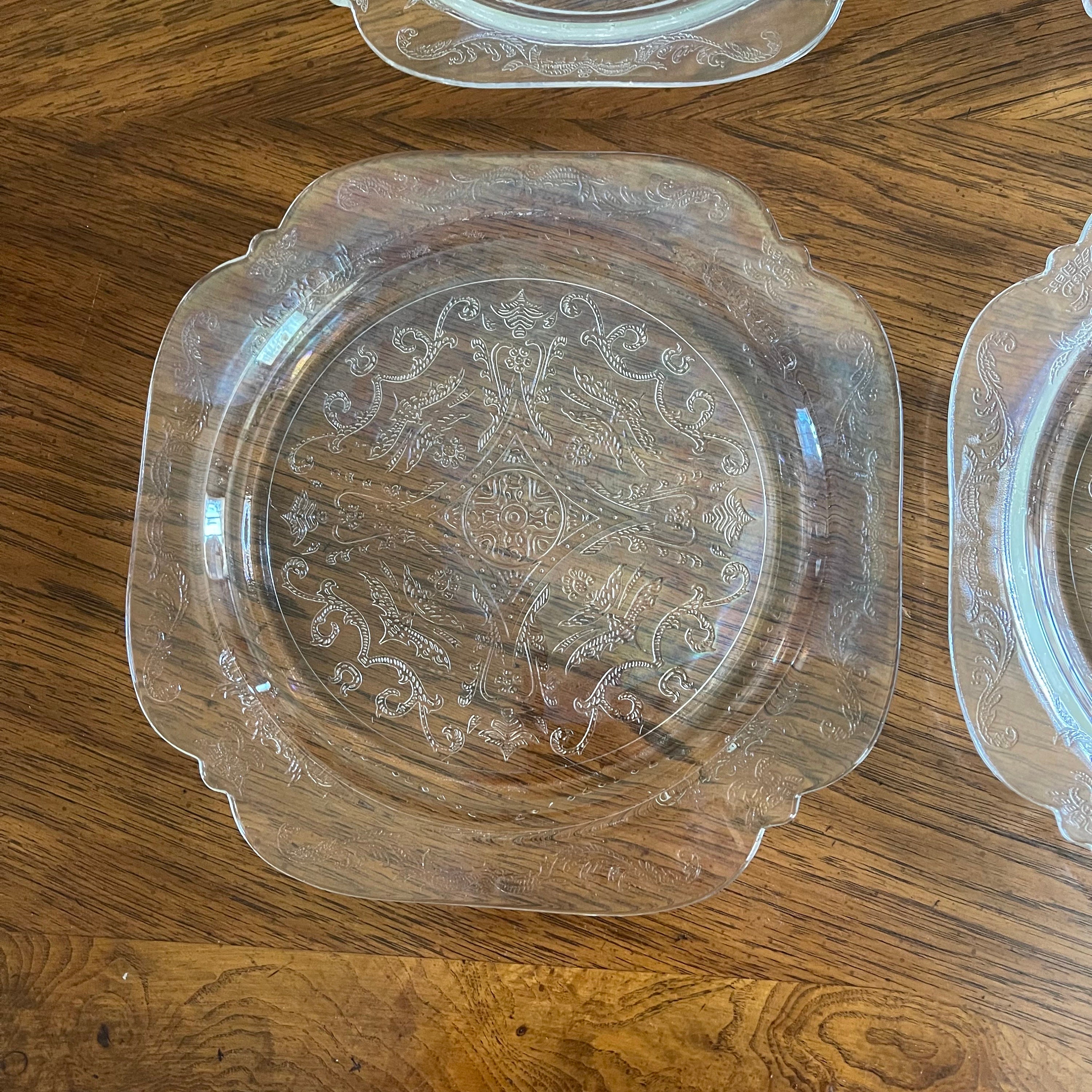 Depression Glass Plates, Federal Glass Clear Square Plates Columbia ...